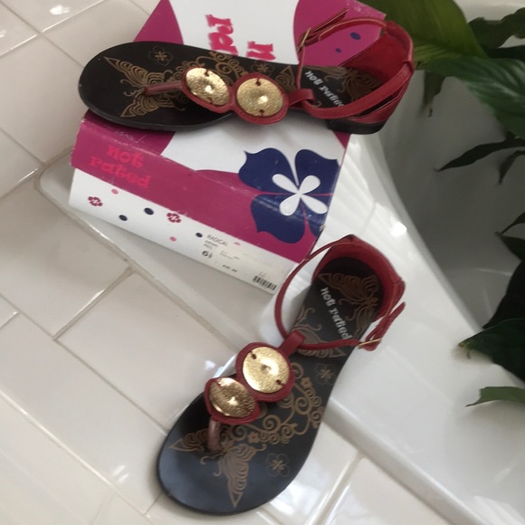 Not Rated | Shoes | Cute Red Sandals With Gold Accents | Poshmark
